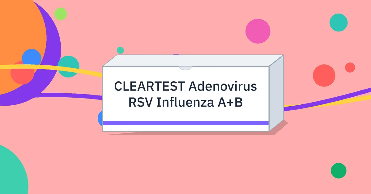 Symbolbild: Packung mit der Aufschrift CLEARTEST Adenovirus RSV Influenza A+B (PZN 15822682) – Verfügbarkeit und Bezug in Apotheken in Frankfurt am Main