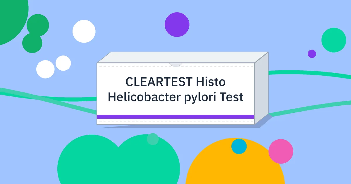 Symbolbild: Packung mit der Aufschrift CLEARTEST Histo Helicobacter pylori Test (PZN 01617659) – Verfügbarkeit und Bezug in Apotheken in Frankfurt am Main