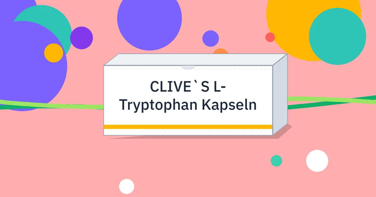 Symbolbild: Packung mit der Aufschrift CLIVE`S L-Tryptophan Kapseln (PZN 11856299) – Verfügbarkeit und Bezug in Apotheken in Frankfurt am Main
