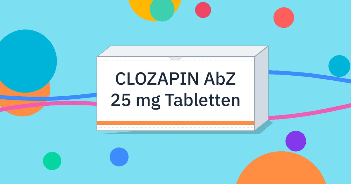 Symbolbild: Packung mit der Aufschrift CLOZAPIN AbZ 25 mg Tabletten (PZN 05563044) – Verfügbarkeit und Bezug in Apotheken in Frankfurt am Main