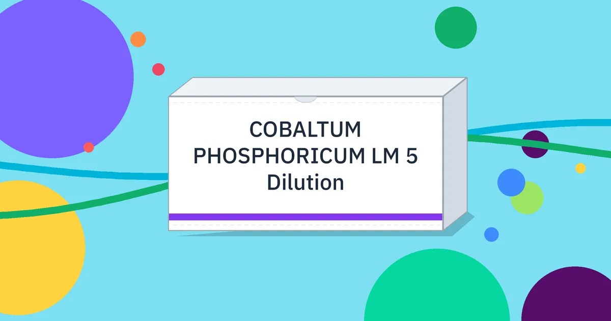 Symbolbild: Packung mit der Aufschrift COBALTUM PHOSPHORICUM LM 5 Dilution (PZN 12823959) – Verfügbarkeit und Bezug in Apotheken in Frankfurt am Main