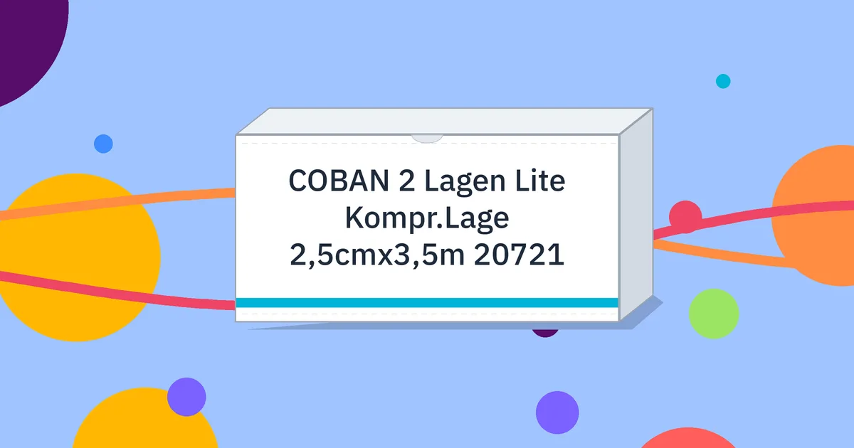 Symbolbild: Packung mit der Aufschrift COBAN 2 Lagen Lite Kompr.Lage 2,5cmx3,5m 20721 (PZN 07515670) – Verfügbarkeit und Bezug in Apotheken in Frankfurt am Main
