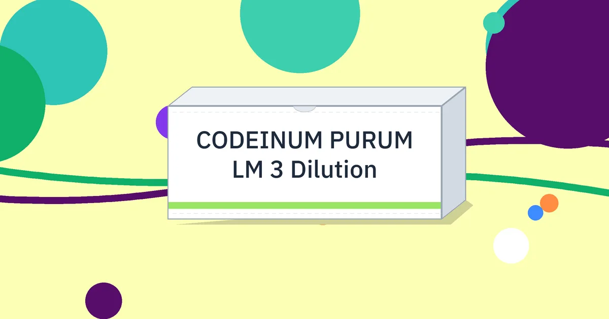 Symbolbild: Packung mit der Aufschrift CODEINUM PURUM LM 3 Dilution (PZN 12830310) – Verfügbarkeit und Bezug in Apotheken in Frankfurt am Main
