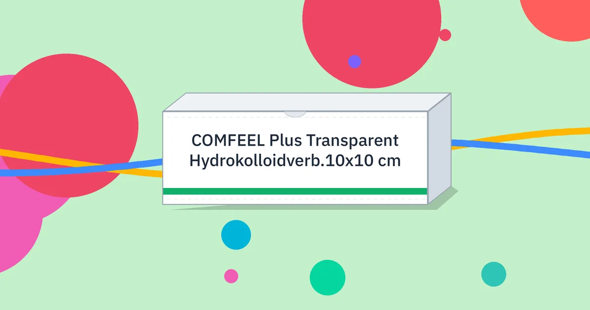Symbolbild: Packung mit der Aufschrift COMFEEL Plus Transparent Hydrokolloidverb.10x10 cm (PZN 18123329) – Verfügbarkeit und Bezug in Apotheken in Frankfurt am Main