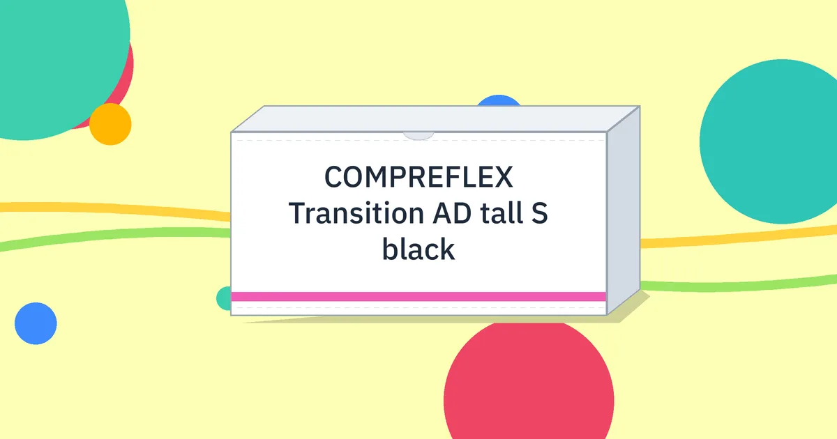 Symbolbild: Packung mit der Aufschrift COMPREFLEX Transition AD tall S black (PZN 19534193) – Verfügbarkeit und Bezug in Apotheken in Frankfurt am Main