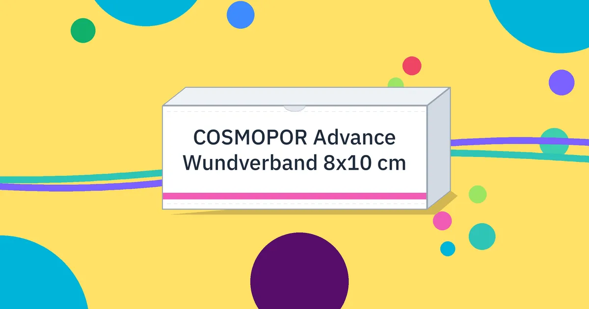 Symbolbild: Packung mit der Aufschrift COSMOPOR Advance Wundverband 8x10 cm (PZN 18744557) – Verfügbarkeit und Bezug in Apotheken in Frankfurt am Main