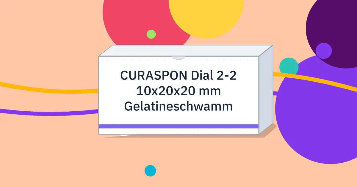 Symbolbild: Packung mit der Aufschrift CURASPON Dial 2-2 10x20x20 mm Gelatineschwamm (PZN 16210840) – Verfügbarkeit und Bezug in Apotheken in Frankfurt am Main