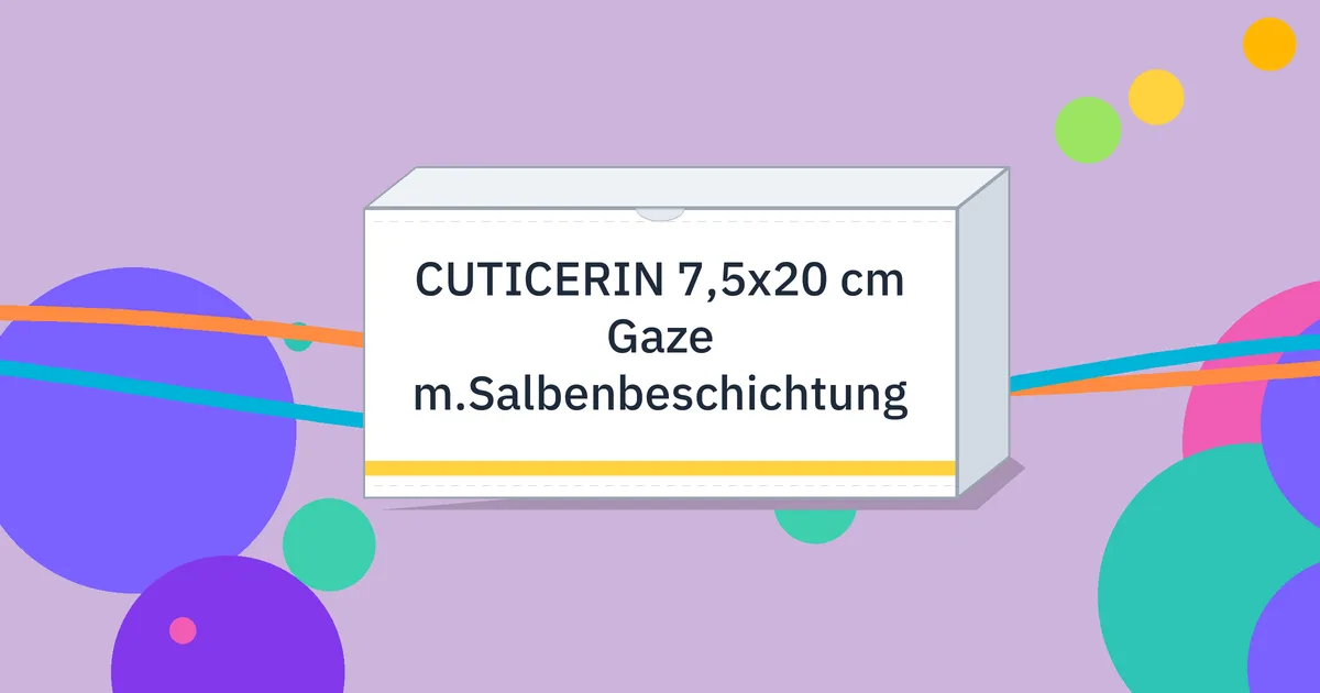 Symbolbild: Packung mit der Aufschrift CUTICERIN 7,5x20 cm Gaze m.Salbenbeschichtung (PZN 04480439) – Verfügbarkeit und Bezug in Apotheken in Frankfurt am Main