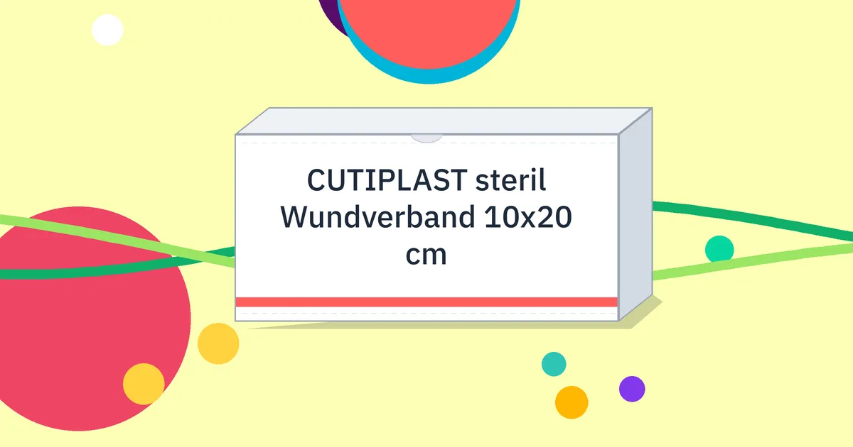 Symbolbild: Packung mit der Aufschrift CUTIPLAST steril Wundverband 10x20 cm (PZN 11874452) – Verfügbarkeit und Bezug in Apotheken in Frankfurt am Main