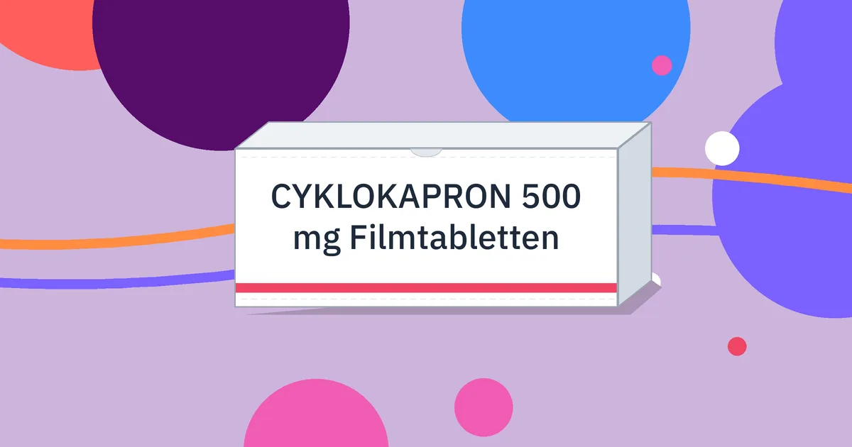 Symbolbild: Packung mit der Aufschrift CYKLOKAPRON 500 mg Filmtabletten (PZN 16749390) – Verfügbarkeit und Bezug in Apotheken in Frankfurt am Main