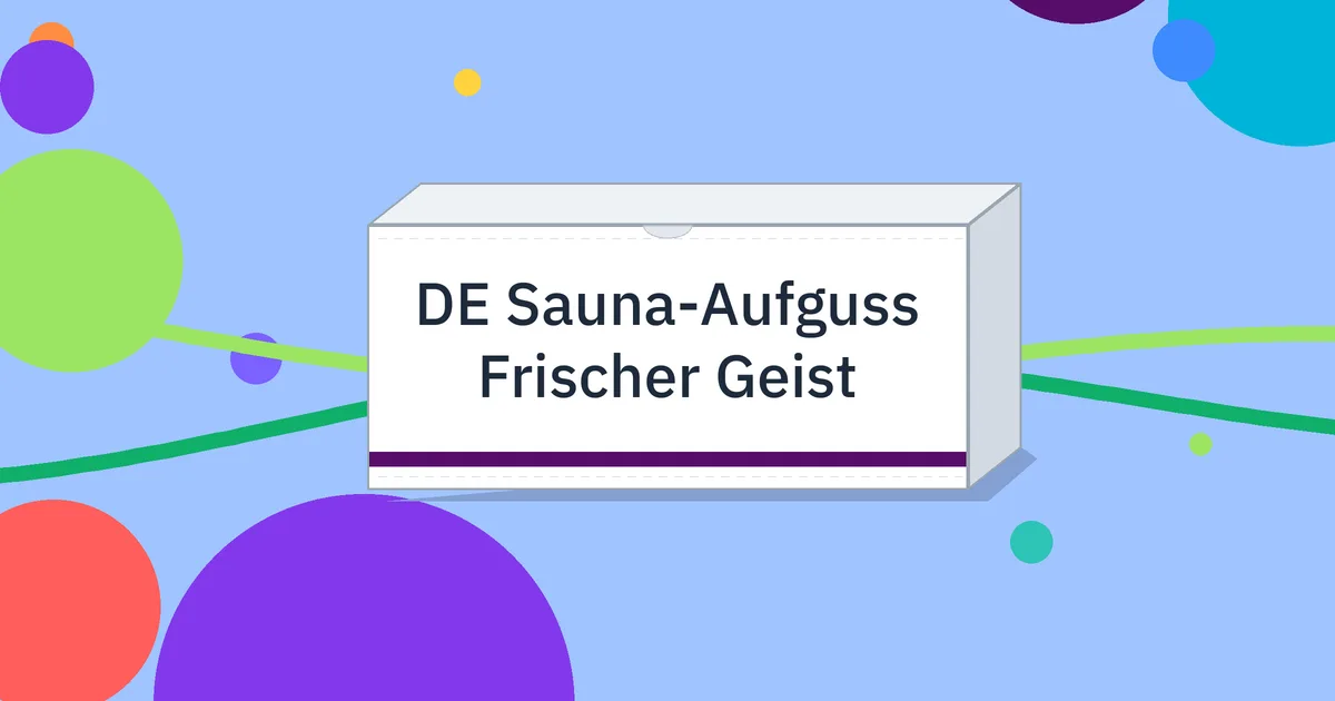 Symbolbild: Packung mit der Aufschrift DE Sauna-Aufguss Frischer Geist (PZN 19960139) – Verfügbarkeit und Bezug in Apotheken in Frankfurt am Main