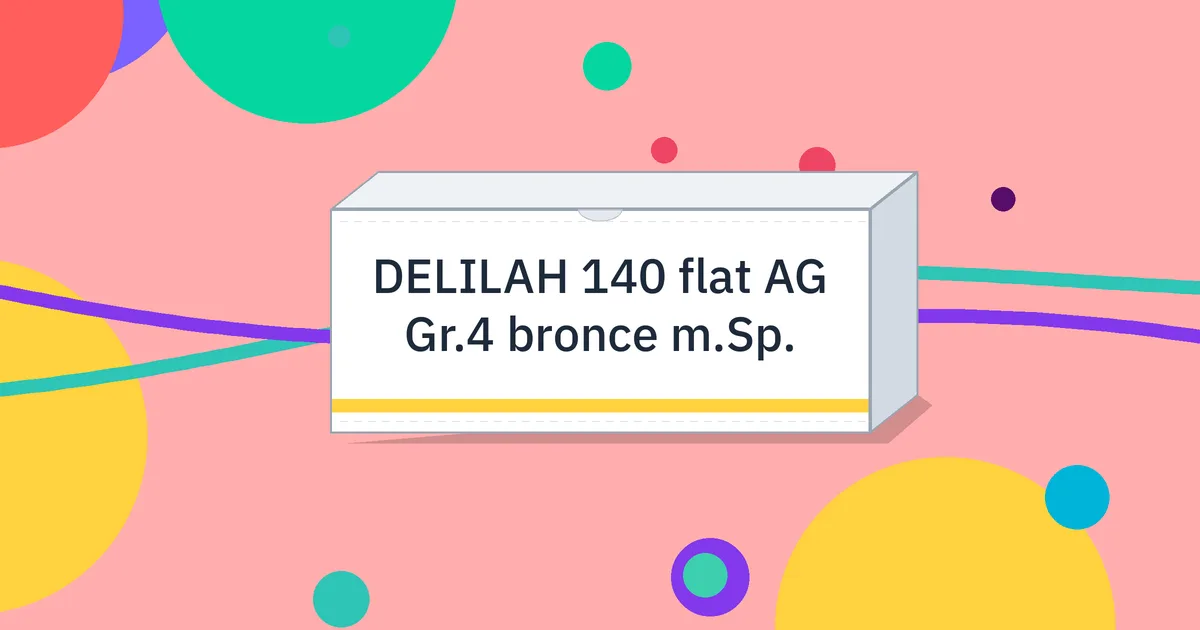 Symbolbild: Packung mit der Aufschrift DELILAH 140 flat AG Gr.4 bronce m.Sp. (PZN 14247388) – Verfügbarkeit und Bezug in Apotheken in Frankfurt am Main