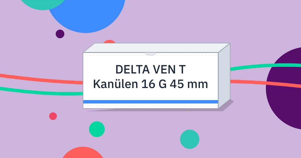 Symbolbild: Packung mit der Aufschrift DELTA VEN T Kanülen 16 G 45 mm (PZN 07757887) – Verfügbarkeit und Bezug in Apotheken in Frankfurt am Main