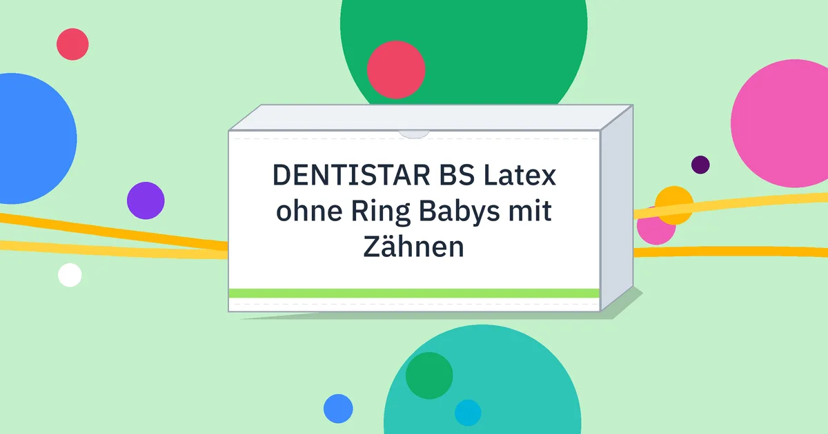 Symbolbild: Packung mit der Aufschrift DENTISTAR BS Latex ohne Ring Babys mit Zähnen (PZN 04770806) – Verfügbarkeit und Bezug in Apotheken in Frankfurt am Main