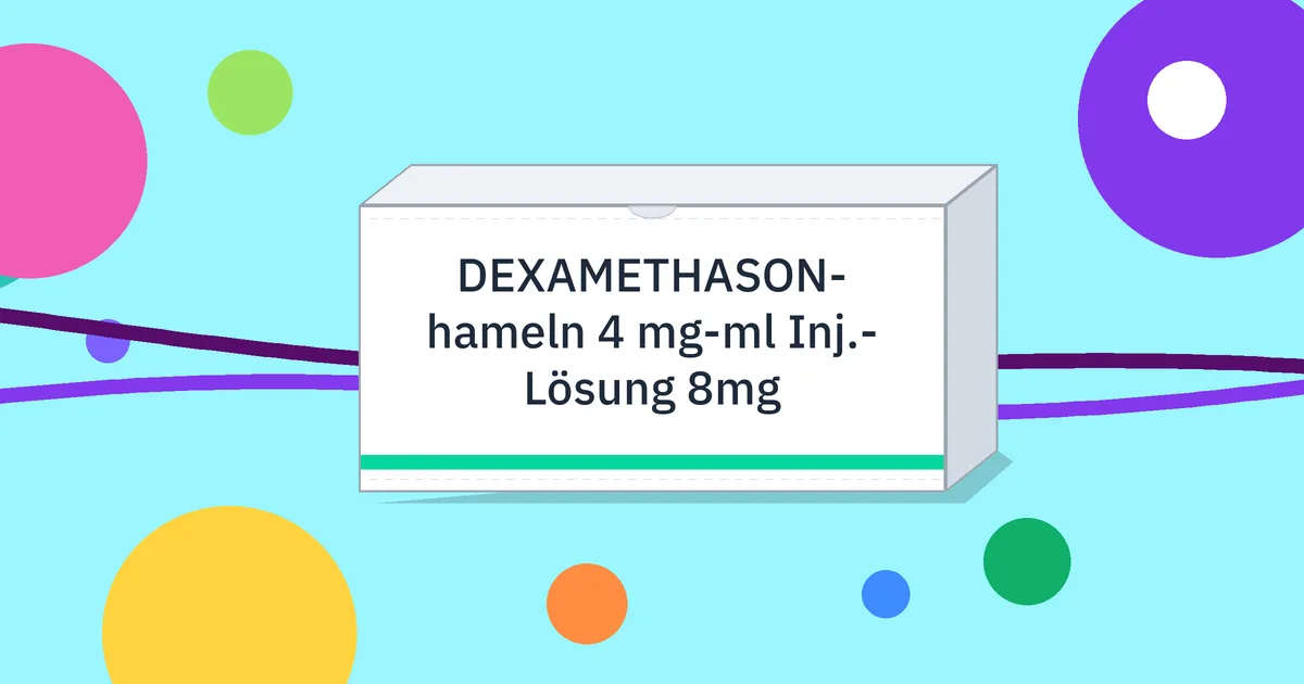 Symbolbild: Packung mit der Aufschrift DEXAMETHASON-hameln 4 mg-ml Inj.-Lösung 8mg (PZN 16913062) – Verfügbarkeit und Bezug in Apotheken in Frankfurt am Main