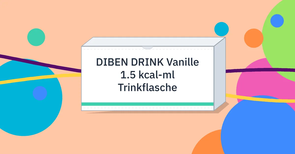 Symbolbild: Packung mit der Aufschrift DIBEN DRINK Vanille 1.5 kcal-ml Trinkflasche (PZN 05905177) – Verfügbarkeit und Bezug in Apotheken in Frankfurt am Main