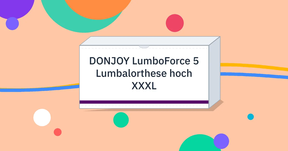 Symbolbild: Packung mit der Aufschrift DONJOY LumboForce 5 Lumbalorthese hoch XXXL (PZN 19378273) – Verfügbarkeit und Bezug in Apotheken in Frankfurt am Main