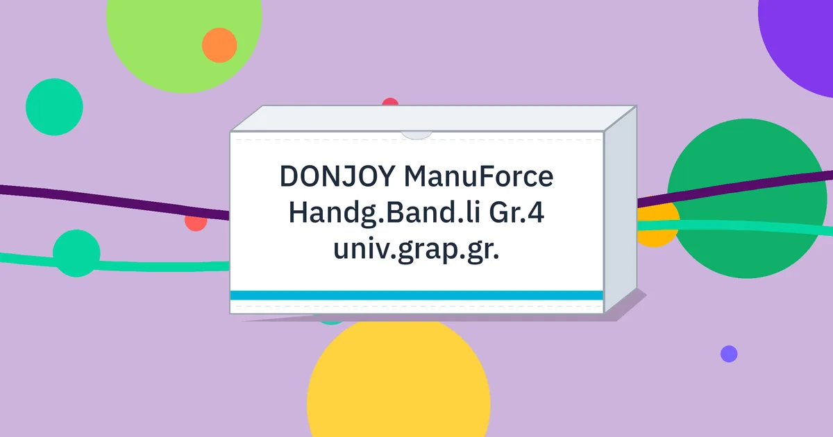 Symbolbild: Packung mit der Aufschrift DONJOY ManuForce Handg.Band.li Gr.4 univ.grap.gr. (PZN 18668342) – Verfügbarkeit und Bezug in Apotheken in Frankfurt am Main