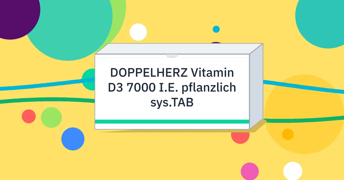 Symbolbild: Packung mit der Aufschrift DOPPELHERZ Vitamin D3 7000 I.E. pflanzlich sys.TAB (PZN 19413101) – Verfügbarkeit und Bezug in Apotheken in Frankfurt am Main
