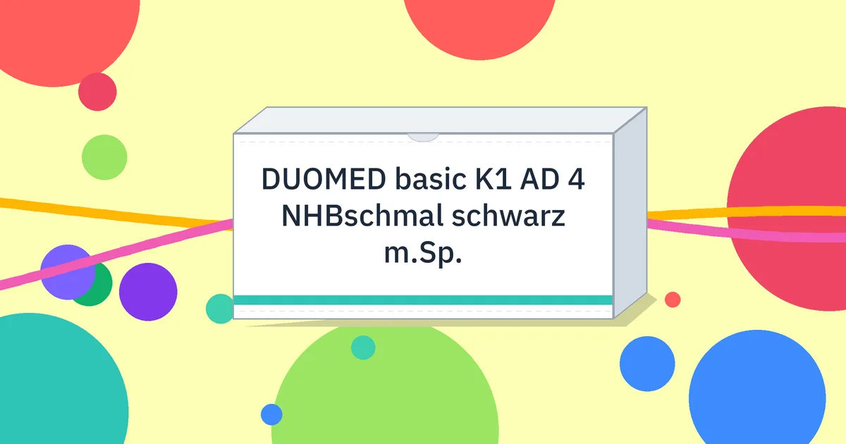 Symbolbild: Packung mit der Aufschrift DUOMED basic K1 AD 4 NHBschmal schwarz m.Sp. (PZN 20903804) – Verfügbarkeit und Bezug in Apotheken in Frankfurt am Main