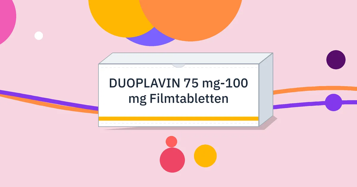 Symbolbild: Packung mit der Aufschrift DUOPLAVIN 75 mg-100 mg Filmtabletten (PZN 09233289) – Verfügbarkeit und Bezug in Apotheken in Frankfurt am Main