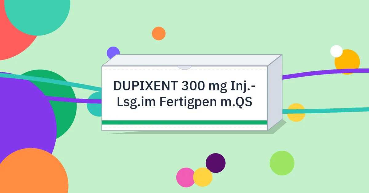 Symbolbild: Packung mit der Aufschrift DUPIXENT 300 mg Inj.-Lsg.im Fertigpen m.QS (PZN 19300466) – Verfügbarkeit und Bezug in Apotheken in Frankfurt am Main