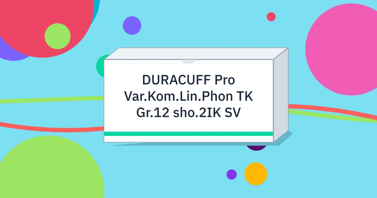 Symbolbild: Packung mit der Aufschrift DURACUFF Pro Var.Kom.Lin.Phon TK Gr.12 sho.2IK SV (PZN 19244408) – Verfügbarkeit und Bezug in Apotheken in Frankfurt am Main