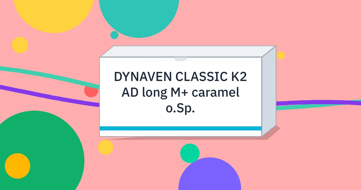 Symbolbild: Packung mit der Aufschrift DYNAVEN CLASSIC K2 AD long M+ caramel o.Sp. (PZN 18417321) – Verfügbarkeit und Bezug in Apotheken in Frankfurt am Main