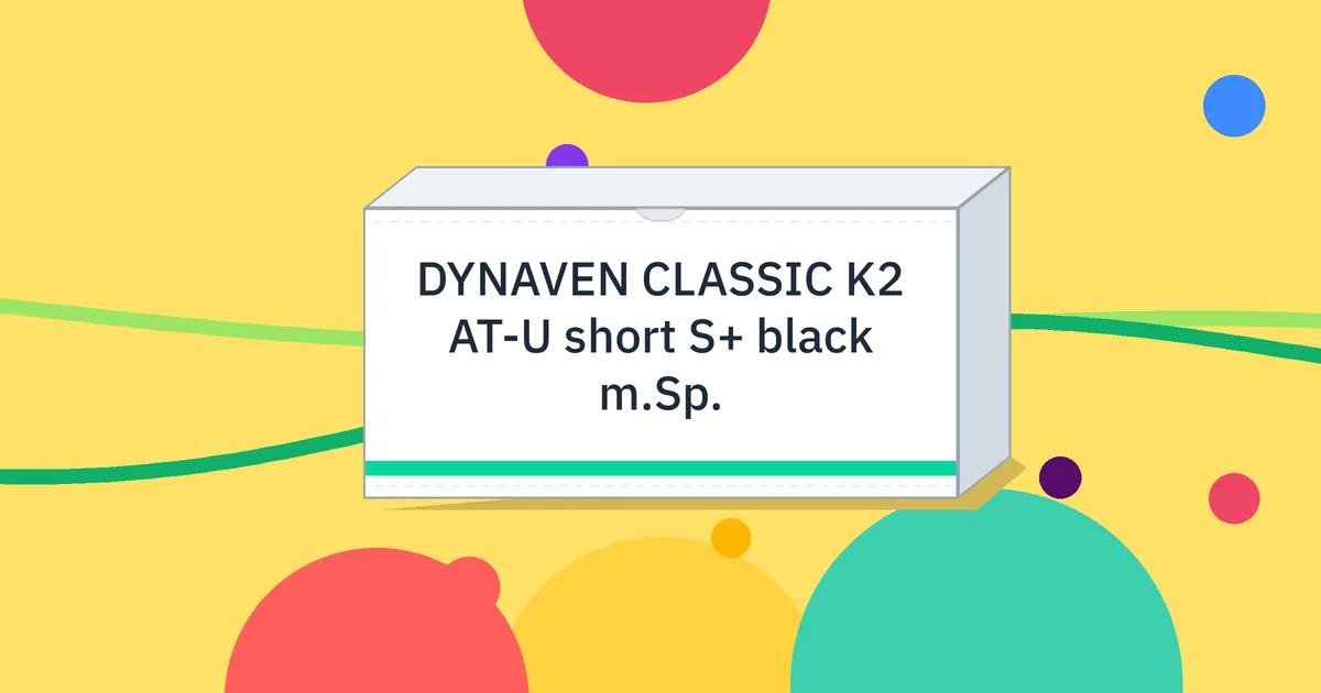 Symbolbild: Packung mit der Aufschrift DYNAVEN CLASSIC K2 AT-U short S+ black m.Sp. (PZN 18419805) – Verfügbarkeit und Bezug in Apotheken in Frankfurt am Main