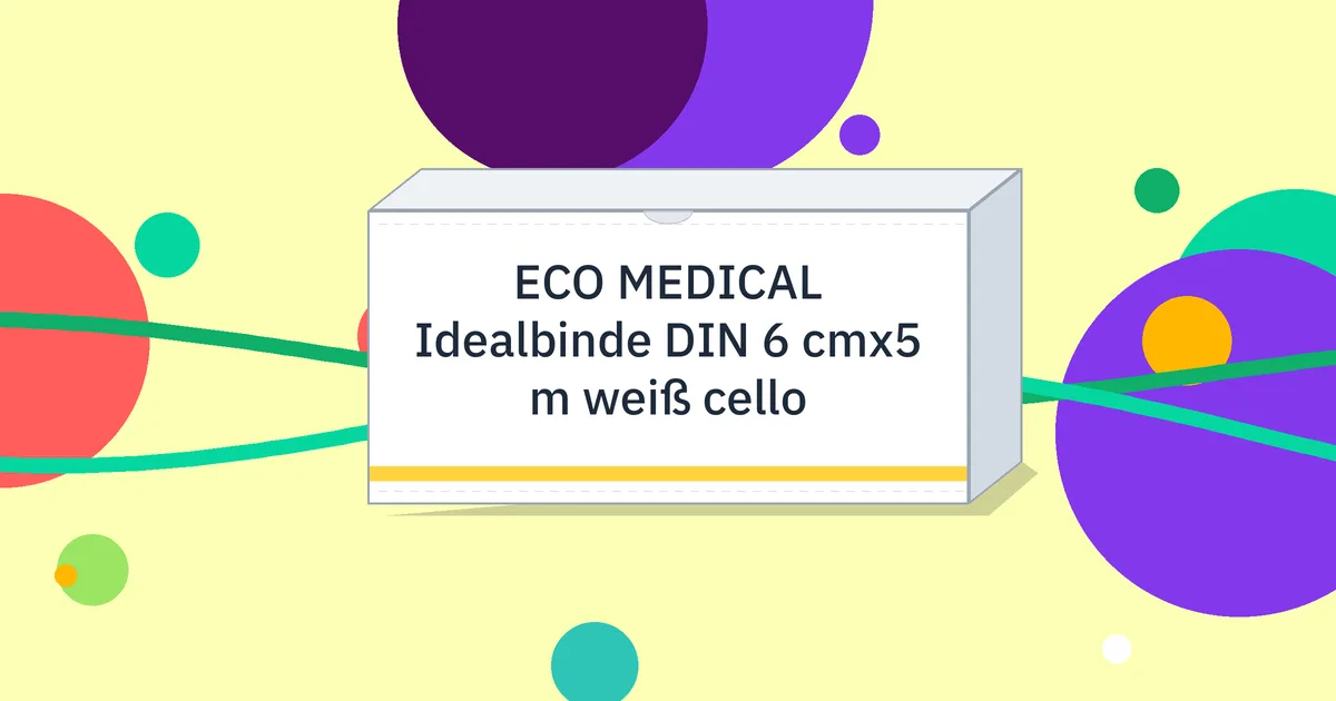 Symbolbild: Packung mit der Aufschrift ECO MEDICAL Idealbinde DIN 6 cmx5 m weiß cello (PZN 00746030) – Verfügbarkeit und Bezug in Apotheken in Frankfurt am Main
