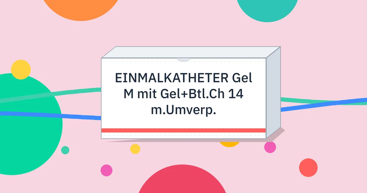 Symbolbild: Packung mit der Aufschrift EINMALKATHETER Gel M mit Gel+Btl.Ch 14 m.Umverp. (PZN 06878330) – Verfügbarkeit und Bezug in Apotheken in Frankfurt am Main
