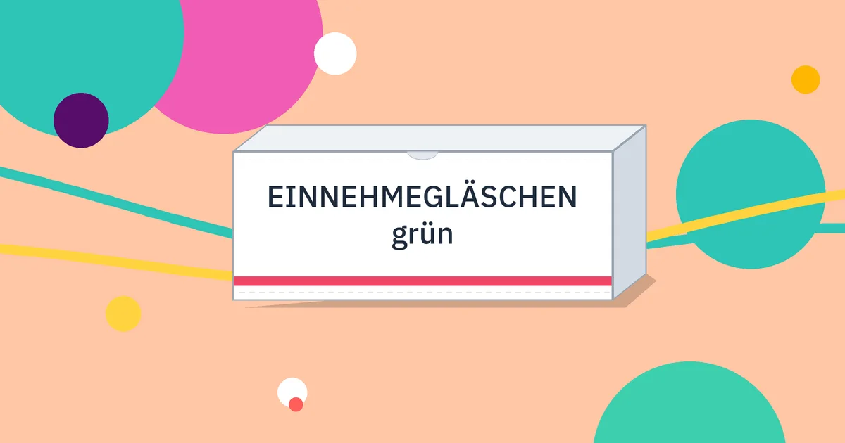 Symbolbild: Packung mit der Aufschrift EINNEHMEGLÄSCHEN grün (PZN 20025462) – Verfügbarkeit und Bezug in Apotheken in Frankfurt am Main