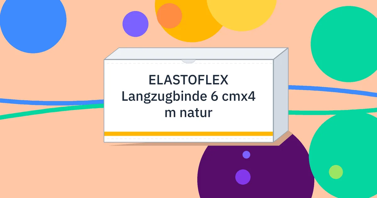 Symbolbild: Packung mit der Aufschrift ELASTOFLEX Langzugbinde 6 cmx4 m natur (PZN 17176306) – Verfügbarkeit und Bezug in Apotheken in Frankfurt am Main