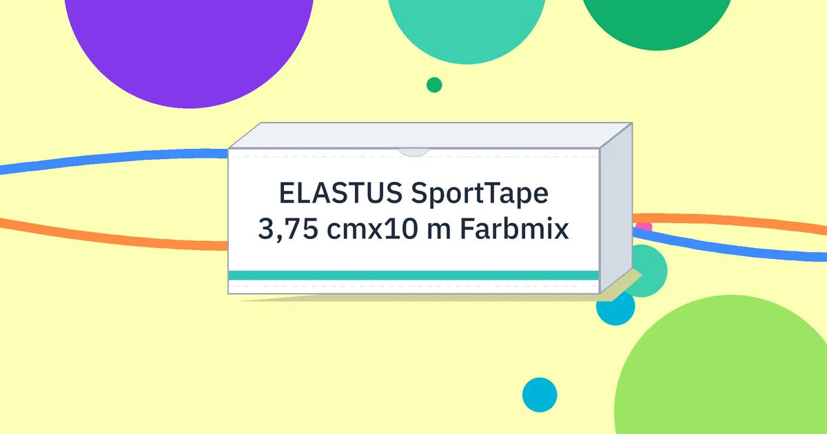 Symbolbild: Packung mit der Aufschrift ELASTUS SportTape 3,75 cmx10 m Farbmix (PZN 12868494) – Verfügbarkeit und Bezug in Apotheken in Frankfurt am Main