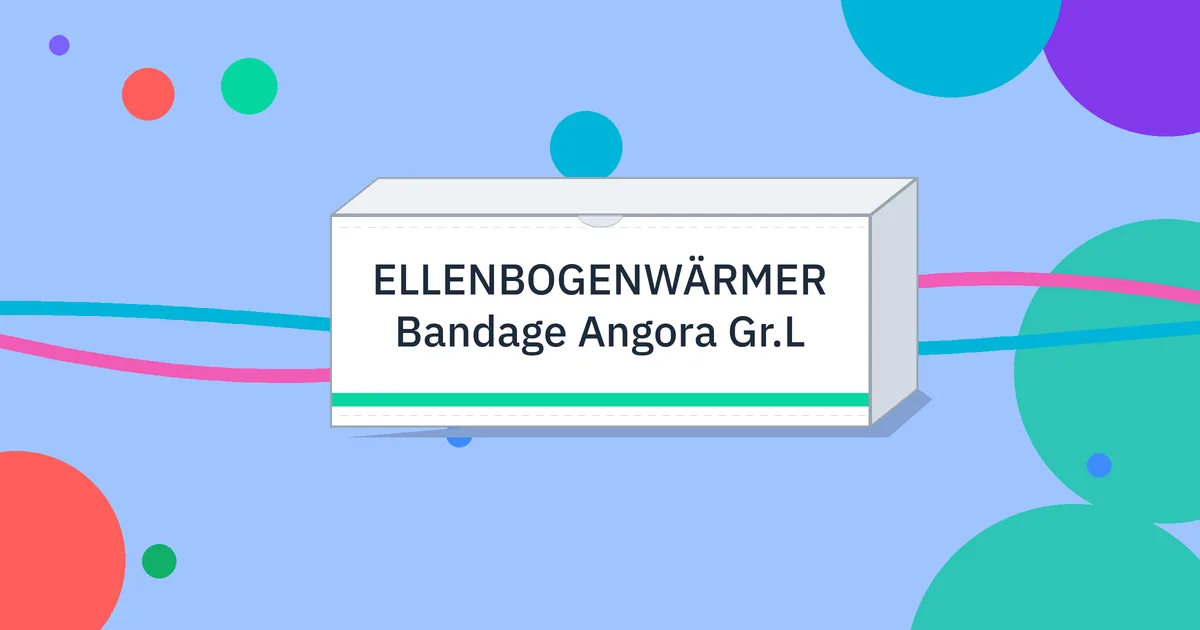 Symbolbild: Packung mit der Aufschrift ELLENBOGENWÄRMER Bandage Angora Gr.L (PZN 19390937) – Verfügbarkeit und Bezug in Apotheken in Frankfurt am Main