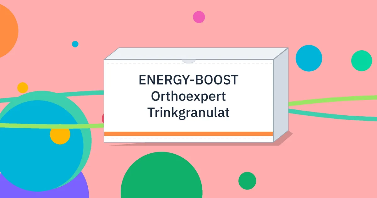 Symbolbild: Packung mit der Aufschrift ENERGY-BOOST Orthoexpert Trinkgranulat (PZN 09901325) – Verfügbarkeit und Bezug in Apotheken in Frankfurt am Main