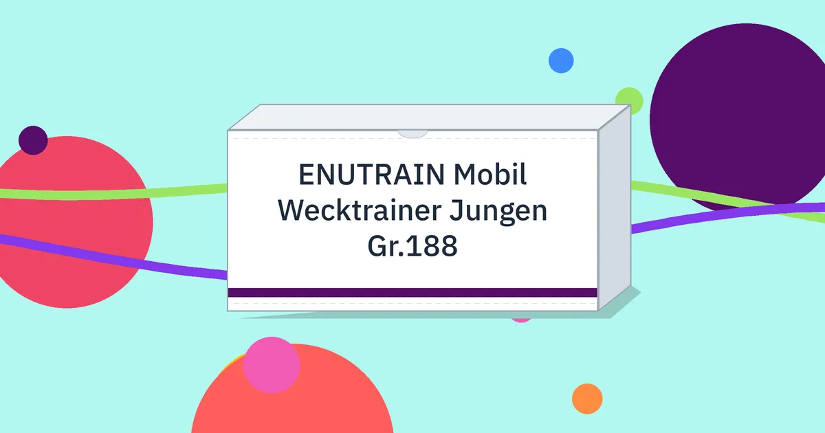 Symbolbild: Packung mit der Aufschrift ENUTRAIN Mobil Wecktrainer Jungen Gr.188 (PZN 09200806) – Verfügbarkeit und Bezug in Apotheken in Frankfurt am Main