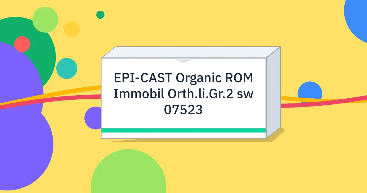 Symbolbild: Packung mit der Aufschrift EPI-CAST Organic ROM Immobil Orth.li.Gr.2 sw 07523 (PZN 20835250) – Verfügbarkeit und Bezug in Apotheken in Frankfurt am Main