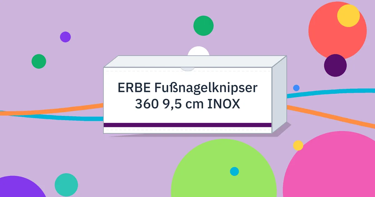 Symbolbild: Packung mit der Aufschrift ERBE Fußnagelknipser 360 9,5 cm INOX (PZN 15733501) – Verfügbarkeit und Bezug in Apotheken in Frankfurt am Main
