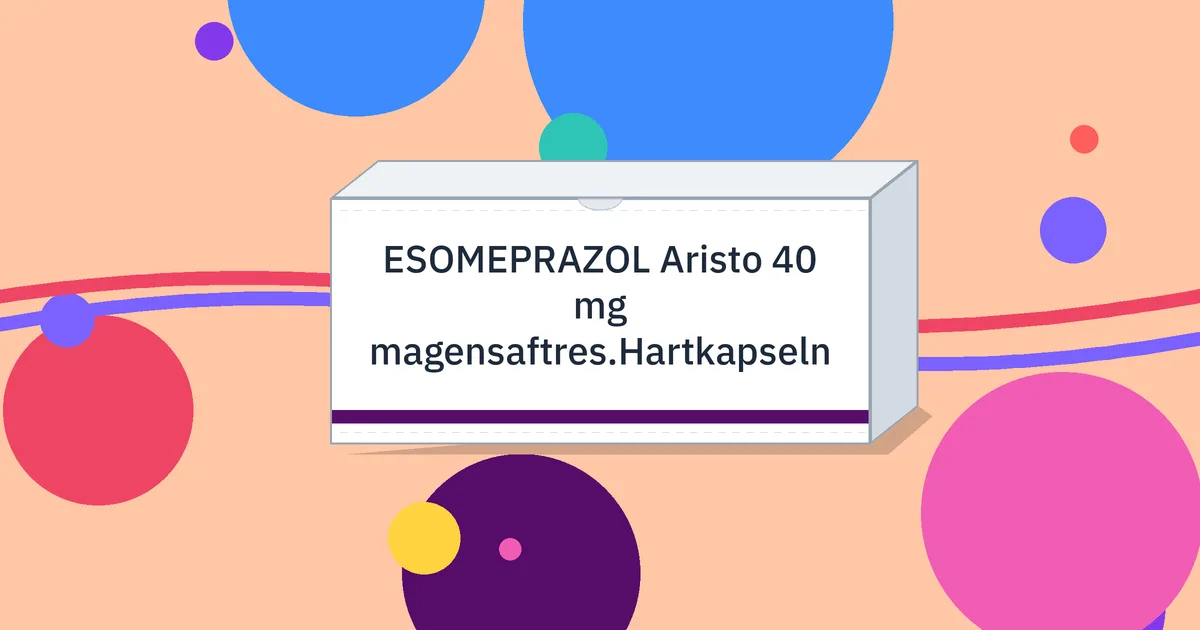 Symbolbild: Packung mit der Aufschrift ESOMEPRAZOL Aristo 40 mg magensaftres.Hartkapseln (PZN 10171091) – Verfügbarkeit und Bezug in Apotheken in Frankfurt am Main