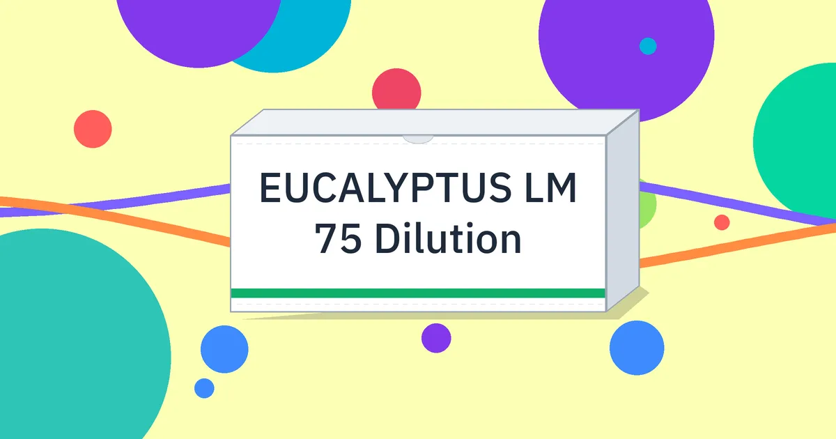 Symbolbild: Packung mit der Aufschrift EUCALYPTUS LM 75 Dilution (PZN 12845553) – Verfügbarkeit und Bezug in Apotheken in Frankfurt am Main