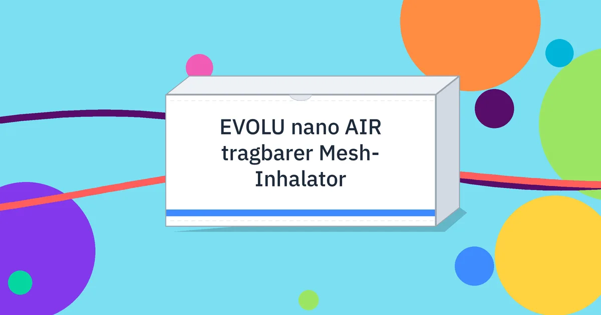 Symbolbild: Packung mit der Aufschrift EVOLU nano AIR tragbarer Mesh-Inhalator (PZN 20391824) – Verfügbarkeit und Bezug in Apotheken in Frankfurt am Main