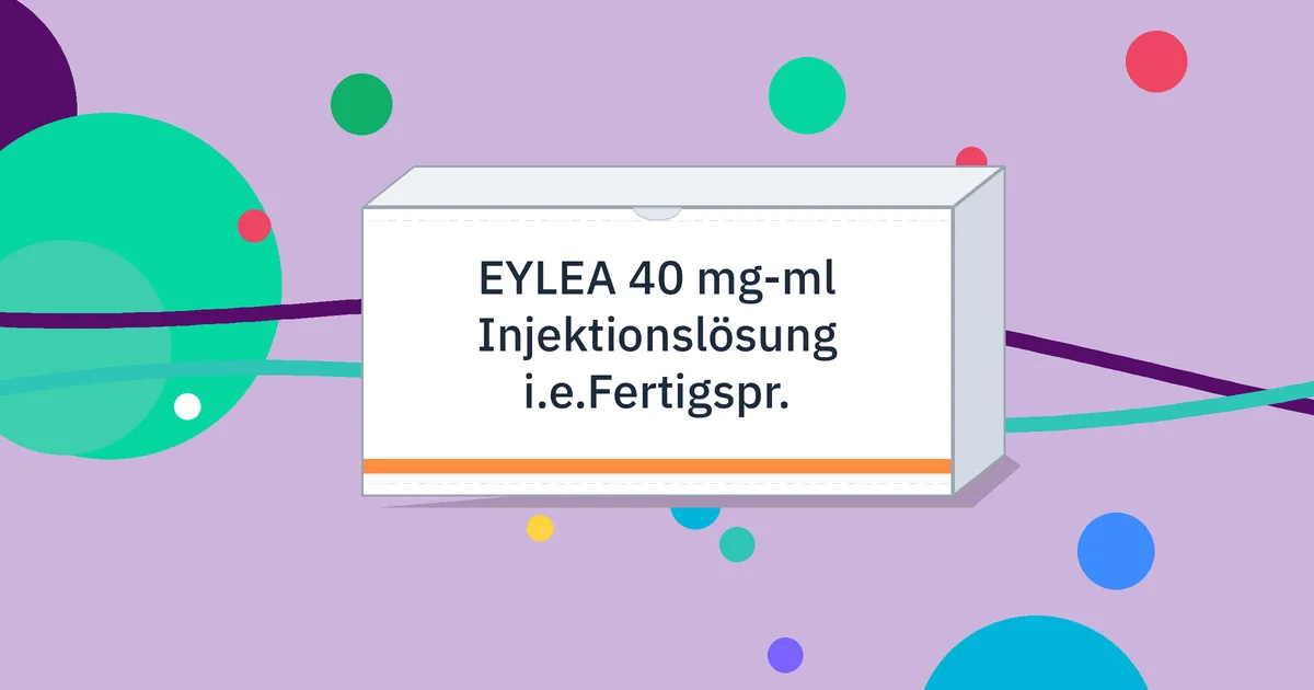 Symbolbild: Packung mit der Aufschrift EYLEA 40 mg-ml Injektionslösung i.e.Fertigspr. (PZN 18705847) – Verfügbarkeit und Bezug in Apotheken in Frankfurt am Main