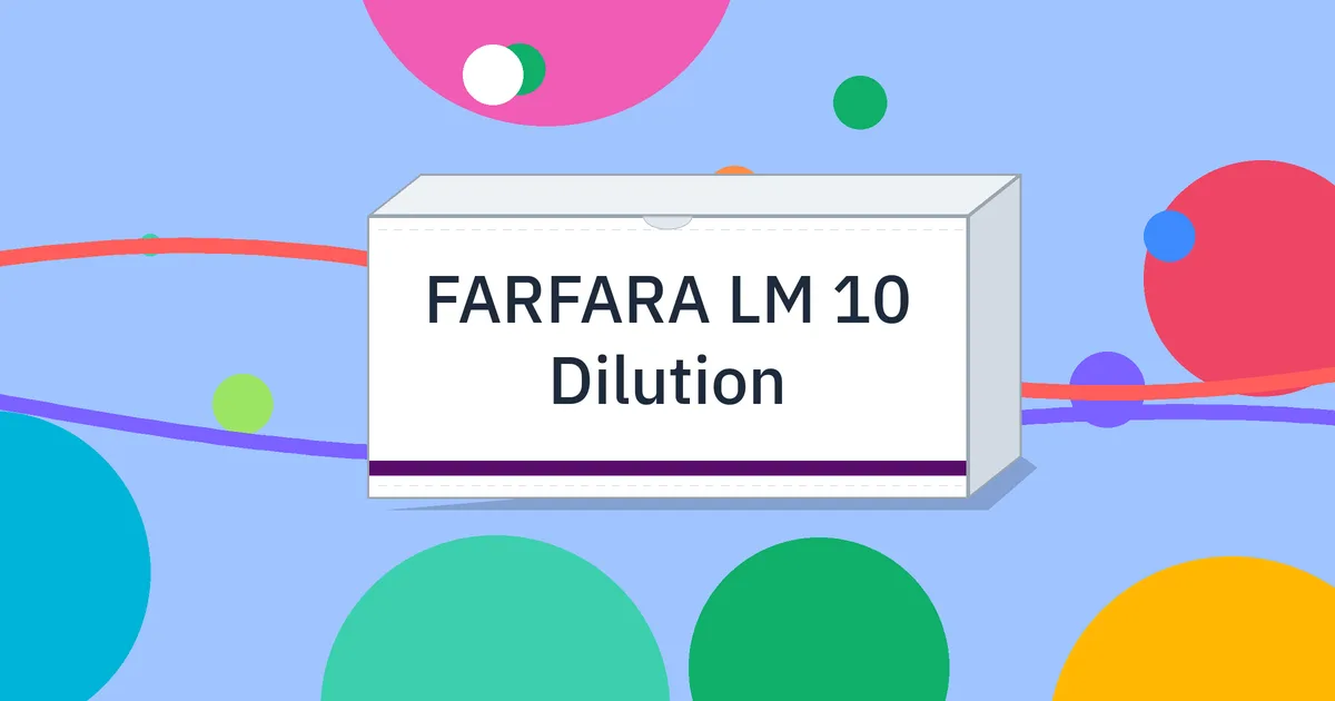 Symbolbild: Packung mit der Aufschrift FARFARA LM 10 Dilution (PZN 13487392) – Verfügbarkeit und Bezug in Apotheken in Frankfurt am Main