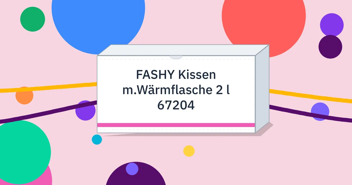 Symbolbild: Packung mit der Aufschrift FASHY Kissen m.Wärmflasche 2 l 67204 (PZN 13157909) – Verfügbarkeit und Bezug in Apotheken in Frankfurt am Main