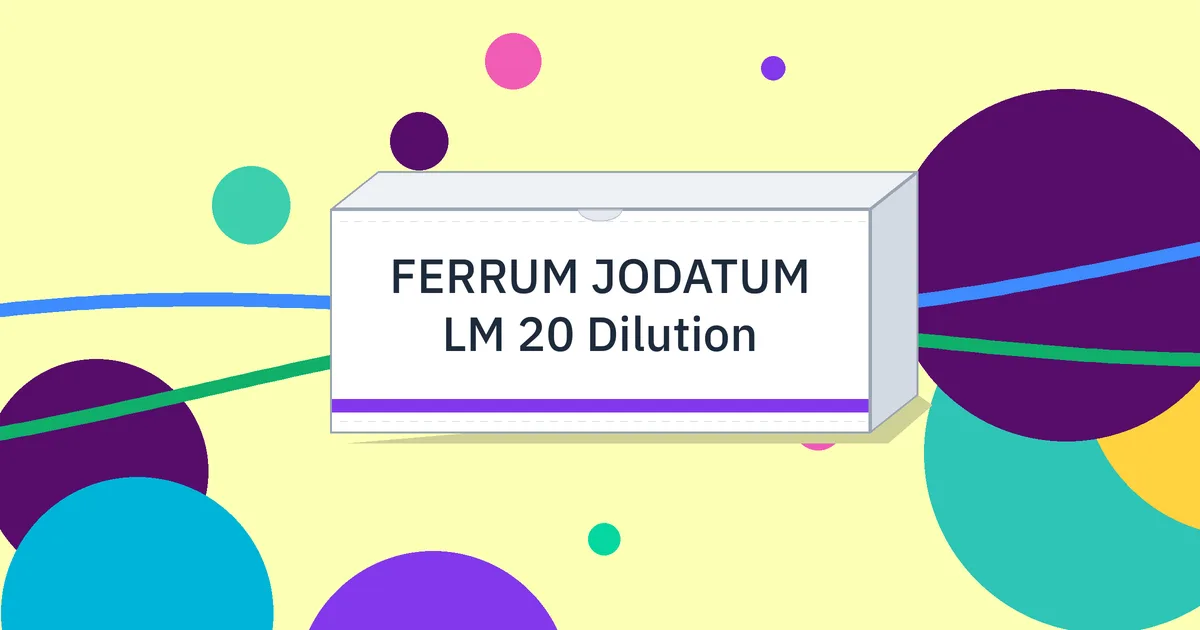 Symbolbild: Packung mit der Aufschrift FERRUM JODATUM LM 20 Dilution (PZN 12849002) – Verfügbarkeit und Bezug in Apotheken in Frankfurt am Main