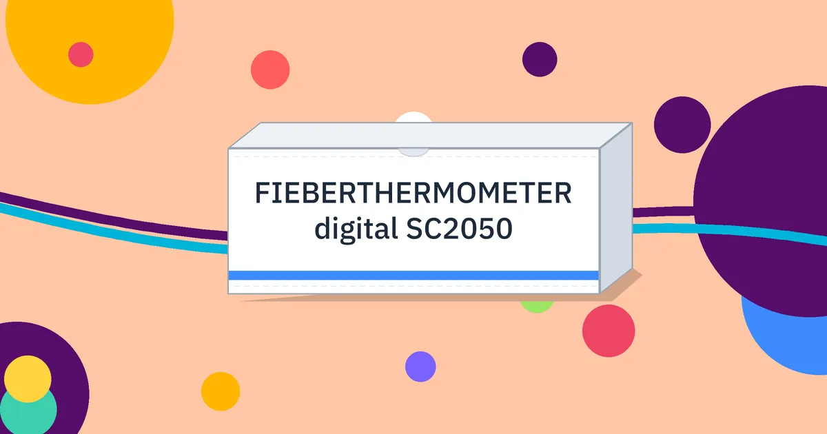 Symbolbild: Packung mit der Aufschrift FIEBERTHERMOMETER digital SC2050 (PZN 15528729) – Verfügbarkeit und Bezug in Apotheken in Frankfurt am Main