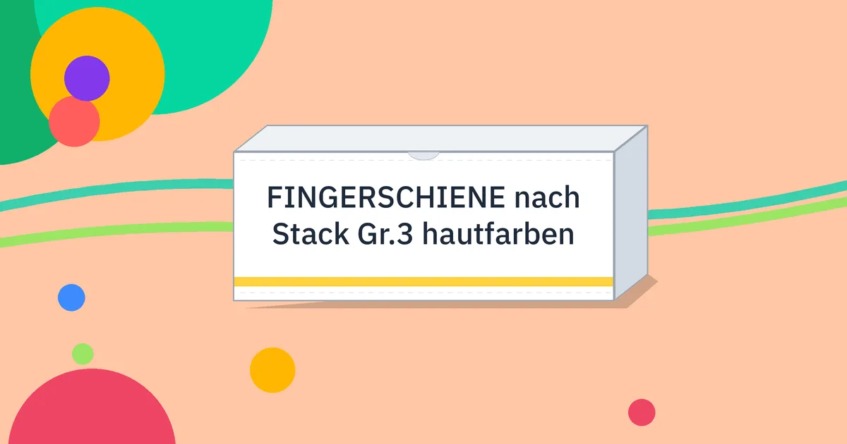Symbolbild: Packung mit der Aufschrift FINGERSCHIENE nach Stack Gr.3 hautfarben (PZN 10214021) – Verfügbarkeit und Bezug in Apotheken in Frankfurt am Main