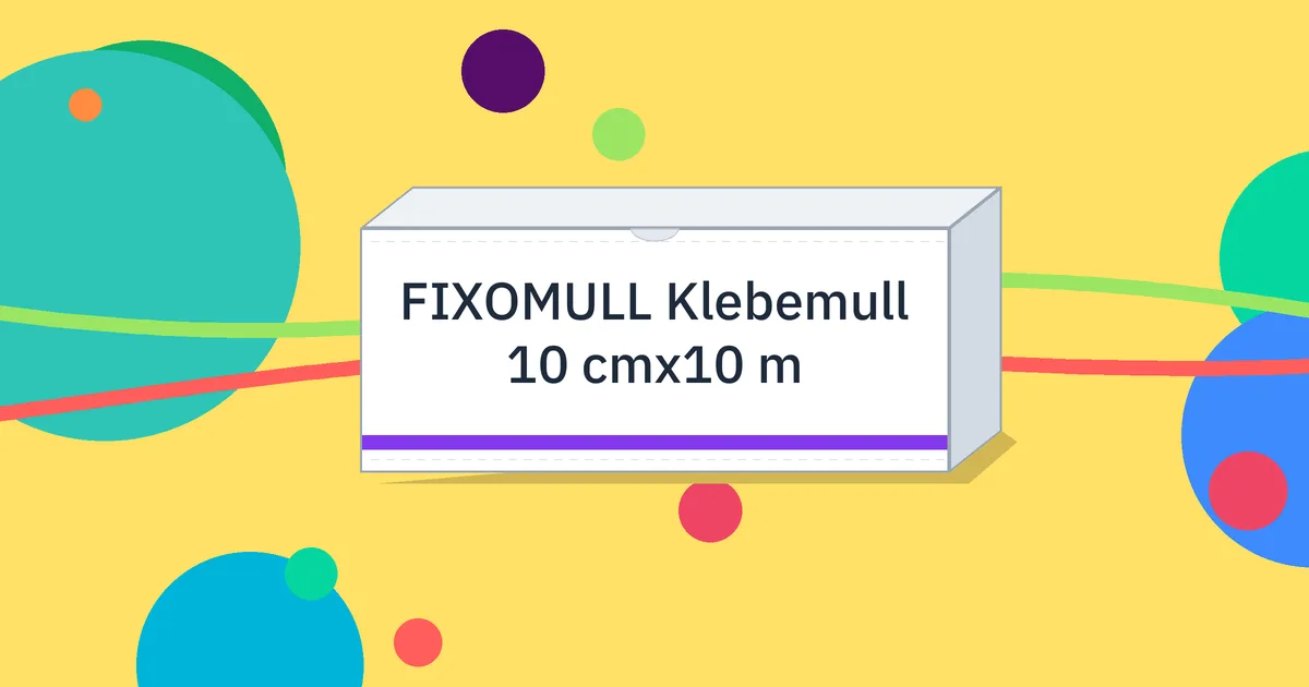 Symbolbild: Packung mit der Aufschrift FIXOMULL Klebemull 10 cmx10 m (PZN 19347522) – Verfügbarkeit und Bezug in Apotheken in Frankfurt am Main