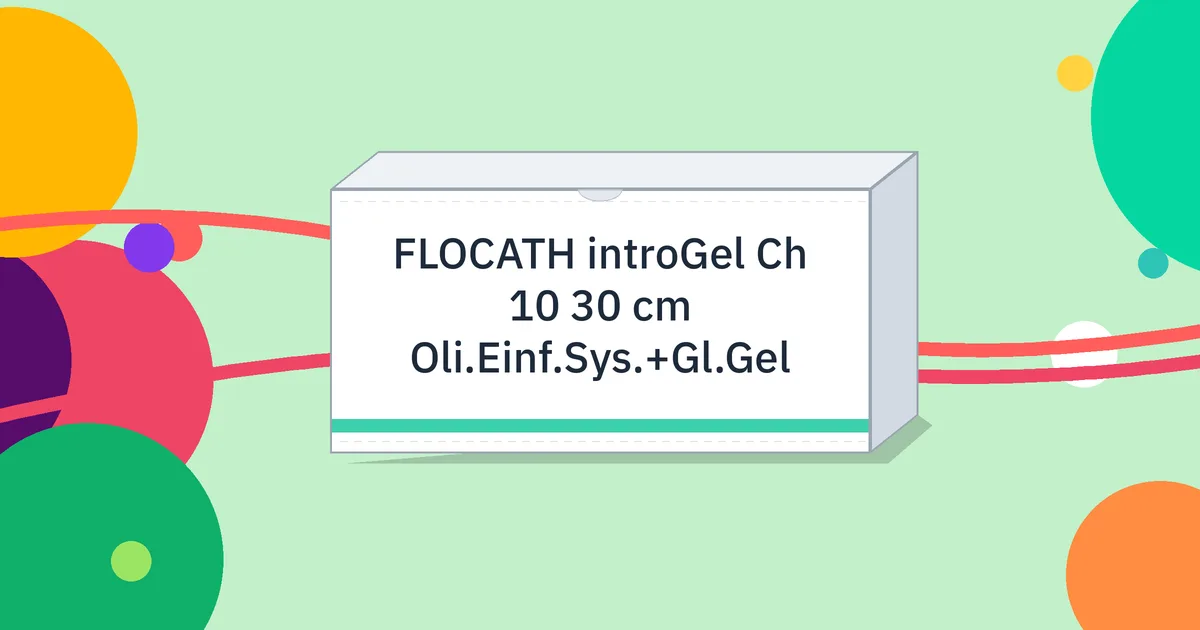 Symbolbild: Packung mit der Aufschrift FLOCATH introGel Ch 10 30 cm Oli.Einf.Sys.+Gl.Gel (PZN 05018855) – Verfügbarkeit und Bezug in Apotheken in Frankfurt am Main